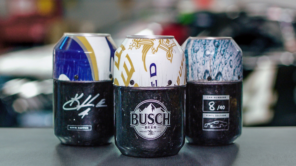 Busch Took Kevin Harvick's #4 Race Car, Cut It Up and Made Beer Cans ...